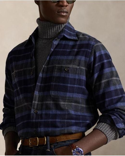 Polo Ralph Lauren Classic Fit Plaid Twill Workshirt in Blue for Men ...