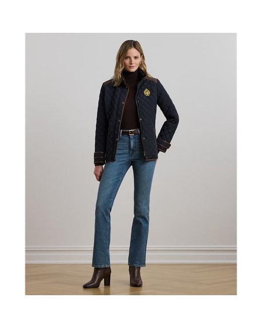 Ralph Lauren Ralph Lauren Crest-Patch Quilted Funnelneck Jacket in Black | Lyst Canada