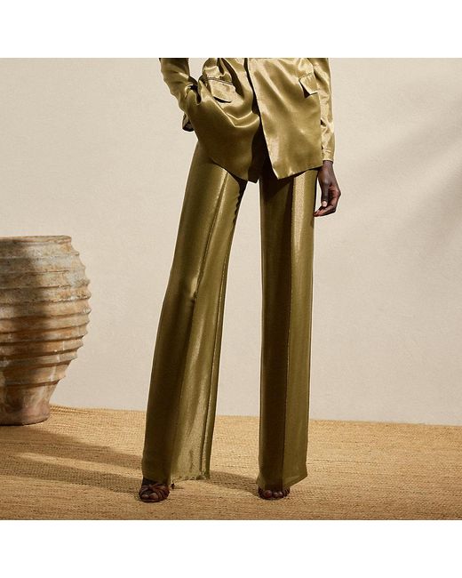 Ralph Lauren Ralph Lauren Dean Metallic Satin Pant in Natural | Lyst