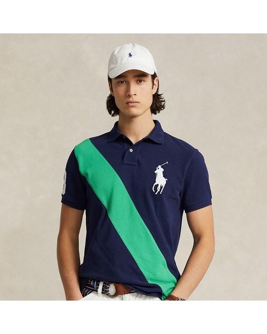 Polo Ralph Lauren Classic Fit Big Pony Mesh Polo Shirt in Blue for Men | Lyst UK