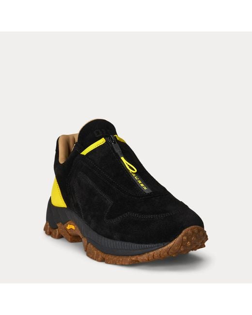 Ralph Lauren Grayson Suede Zip Trainer in Black | Lyst UK