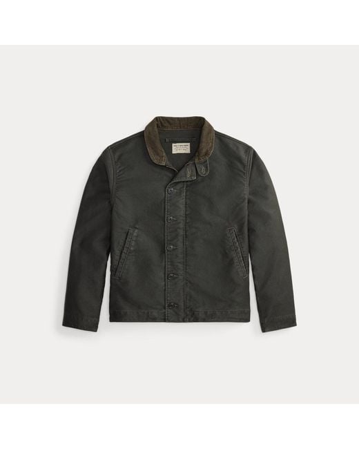 RRL Corduroy-Collar Cotton Deck Jacket in Black for Men | Lyst