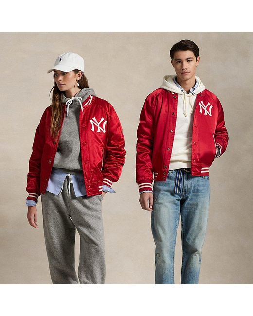 Polo Ralph Lauren Polo Ralph Lauren Lauren Yankees Satin Jacket in Red ...