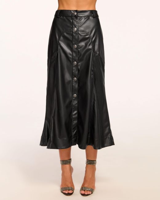 Ramy Brook Dale Faux Leather Midi Skirt in Black | Lyst