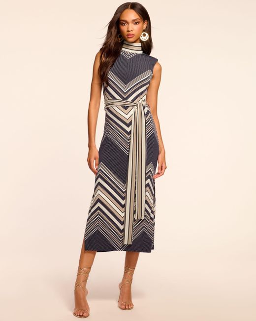 Ramy Brook Karolina Chevron Knit Midi Dress in Pink | Lyst