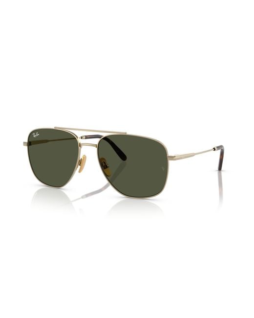 Ray-Ban William Titanium Sunglasses Frame Green Lenses in Black | Lyst