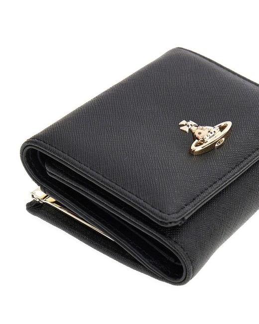 Vivienne Westwood Saffiano Leather Small 'Frame' Wallet in Black | Lyst