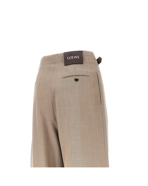 Loewe Gathered Wool Pants in Natural | Lyst UK