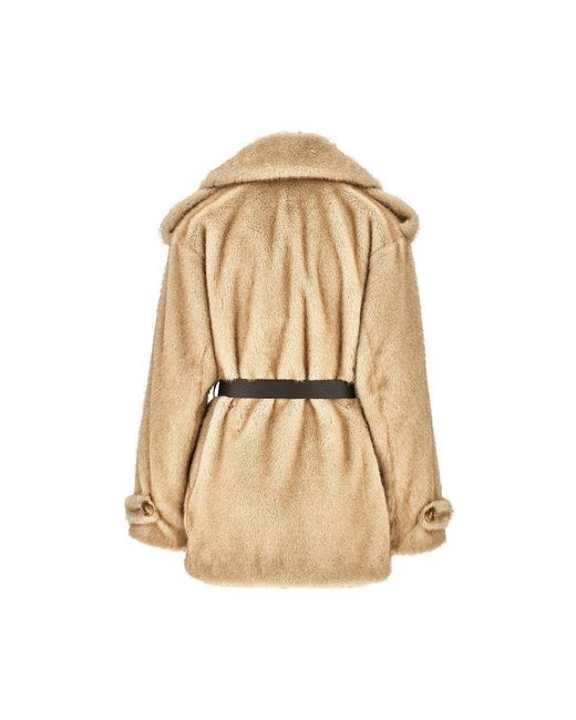 P.A.R.O.S.H. P. A.R. O.S. H. Faux Fur Double-Breasted Jacket in Natural ...