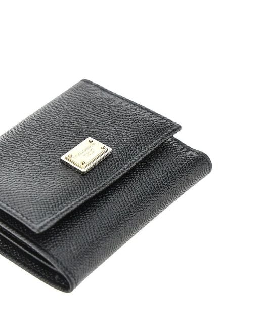 Dolce & Gabbana Dauphine Leather French Flap Wallet in Black | Lyst UK