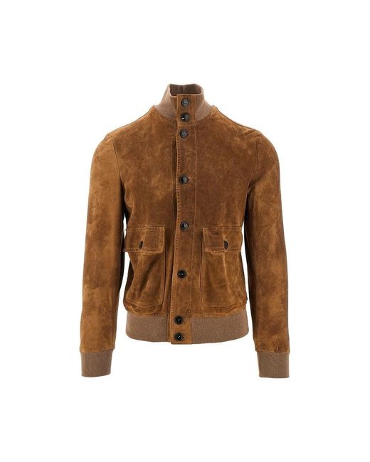 Dacute Washed Suede Leather Bomber Jacket in Brown for Men | Lyst