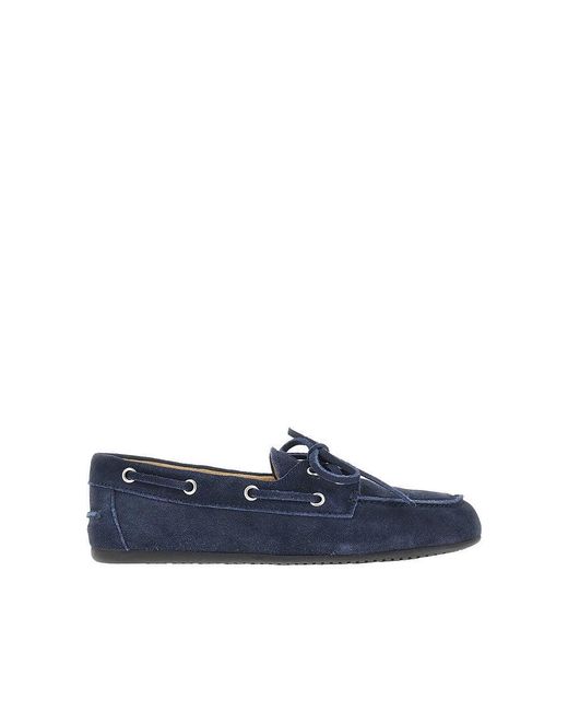 Miu Miu Suede Leather Deck Shoes in Blue | Lyst UK