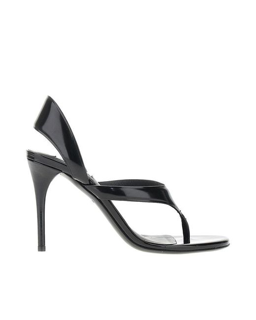 Alaïa Smooth Leather Thong Sandals in Black | Lyst