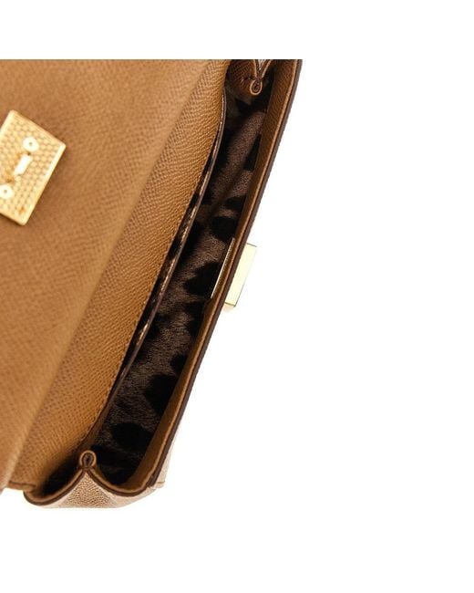 Dolce & Gabbana Dauphine Leather Small 'Sicily' Bag in Brown | Lyst UK