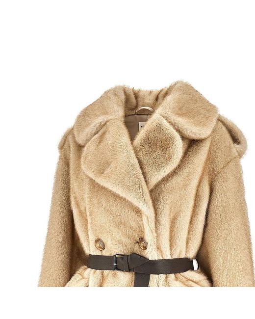 P.A.R.O.S.H. P. A.R. O.S. H. Faux Fur Double-Breasted Jacket in Natural ...