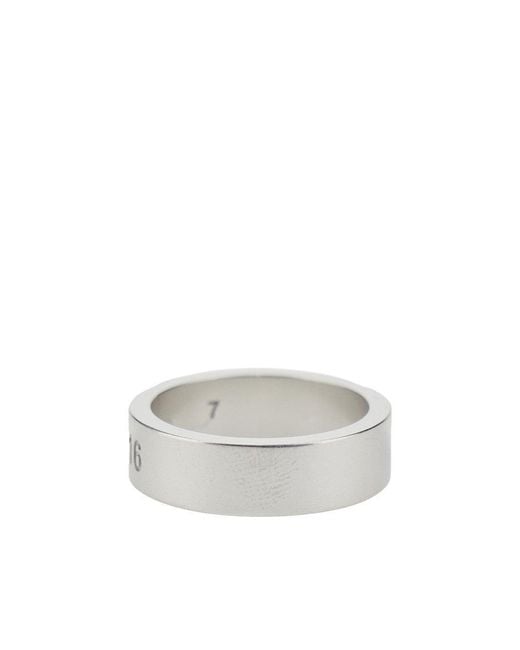 Maison Margiela Engraved Numeric Logo Ring in White for Men | Lyst UK