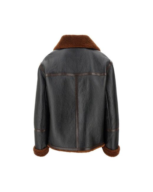Bally Leather Jacket With Shearling Lining in Black | Lyst
