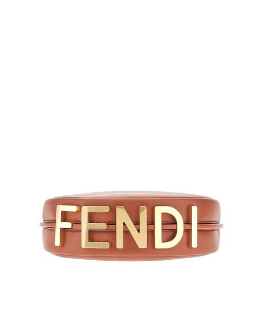 Fendi Leather Mini 'Graphy' Bag in Brown | Lyst UK