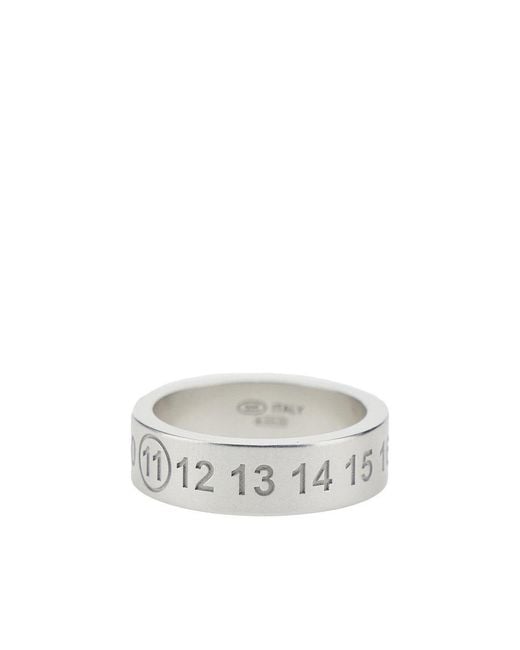Maison Margiela Engraved Numeric Logo Ring in White for Men | Lyst UK