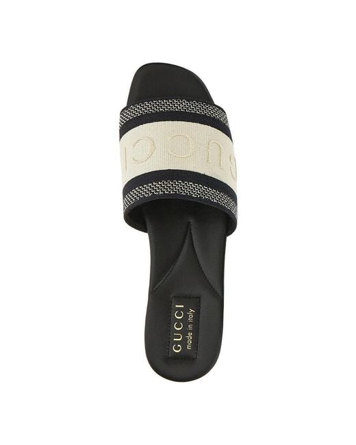 Gucci Logo Embroidery Fabric Slides | Lyst UK