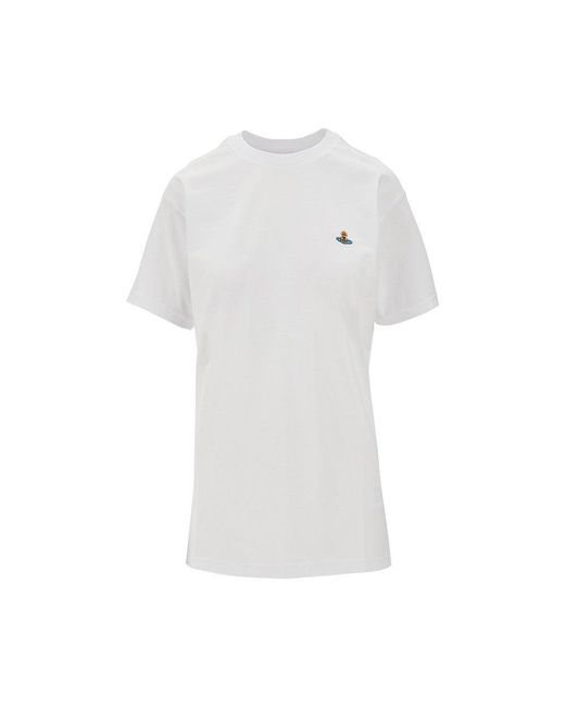 Vivienne Westwood Orb Logo Emrboidery T-Shirt in White | Lyst