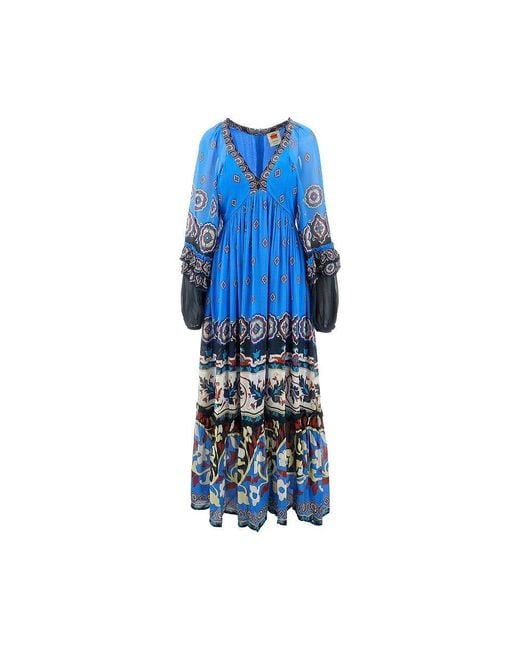 FARM Rio Ainika Tiles Georgette Maxi Dress in Blue | Lyst
