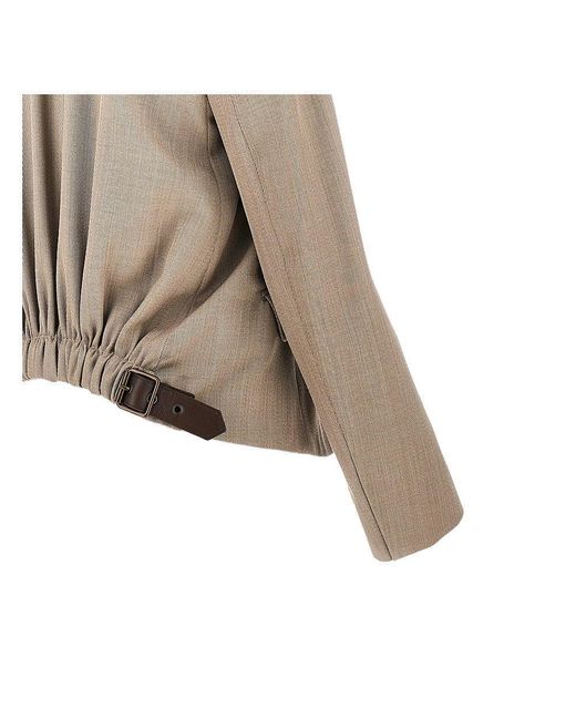 Loewe Wool Jacket With Gathered Back Hem in Natural | Lyst UK