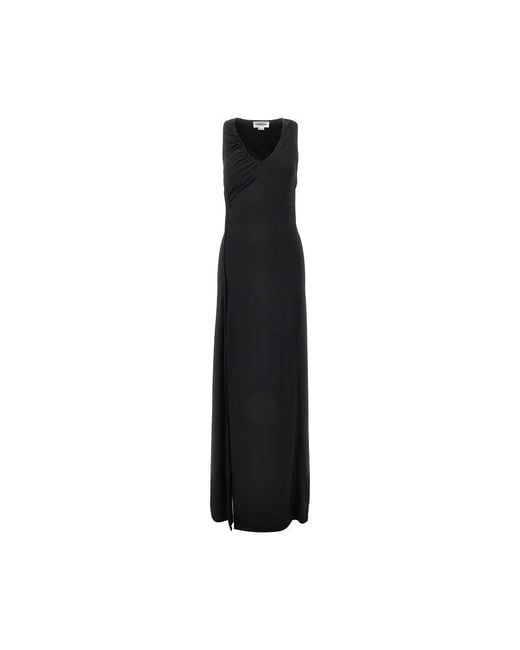 Victoria Beckham Jersey Dress With Splits in Black | Lyst UK