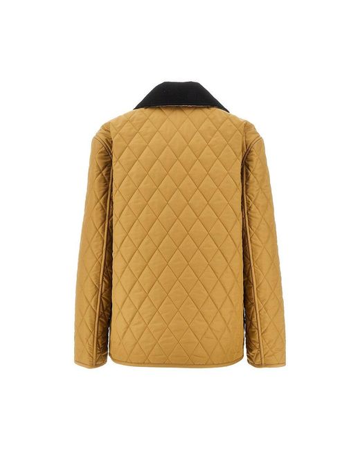 Burberry Quilted Jacket With Logo Embroidery in Yellow | Lyst UK