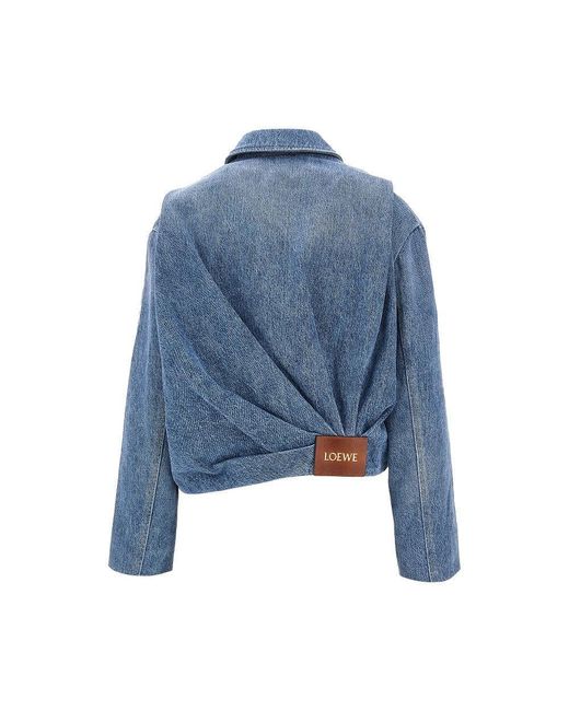 Loewe Draped Denim Jacket in Blue | Lyst