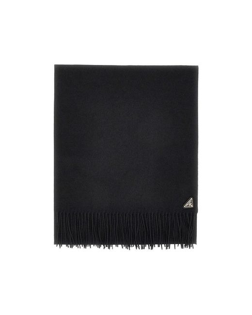 Prada Cashmere And Silk Scarf in Black | Lyst UK