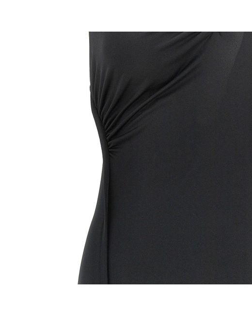 Victoria Beckham Jersey Dress With Splits in Black | Lyst UK