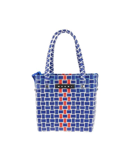 Marni Kids Woven Mini Basket Bag Kids in Blue | Lyst UK