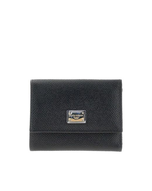 Dolce & Gabbana Dauphine Leather French Flap Wallet in Black | Lyst UK