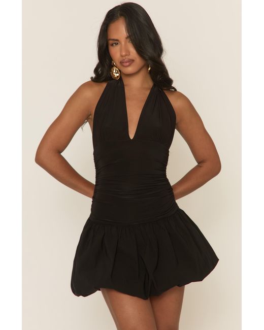 Rebellious Fashion Halter Puffball Mini Dress in Black | Lyst UK
