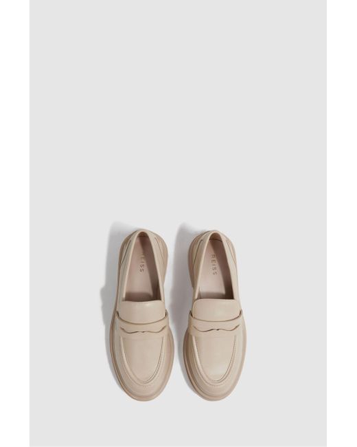 Reiss Adele Chunky Cleated Loafers in Natural | Lyst