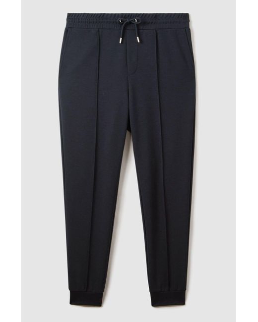 Reiss Premier - Navy Blue Interlock Joggers in Black for Men | Lyst