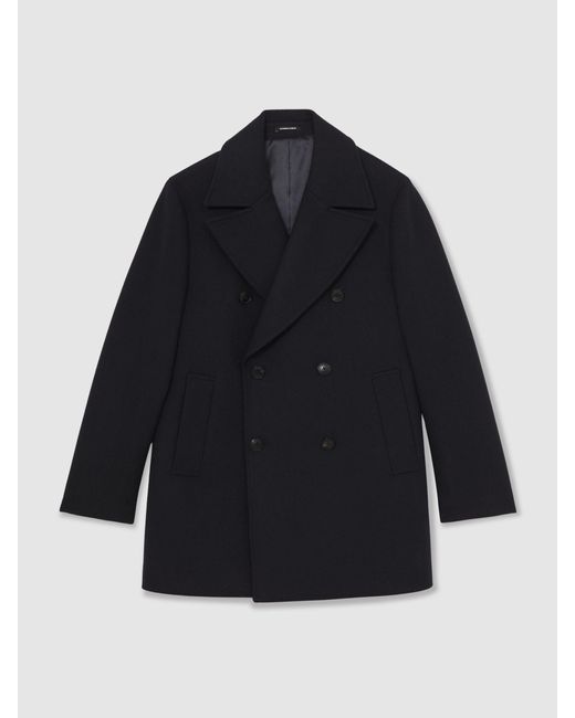 Reiss Wool-Blend Double-Breasted Pea Coat in Blue for Men | Lyst UK