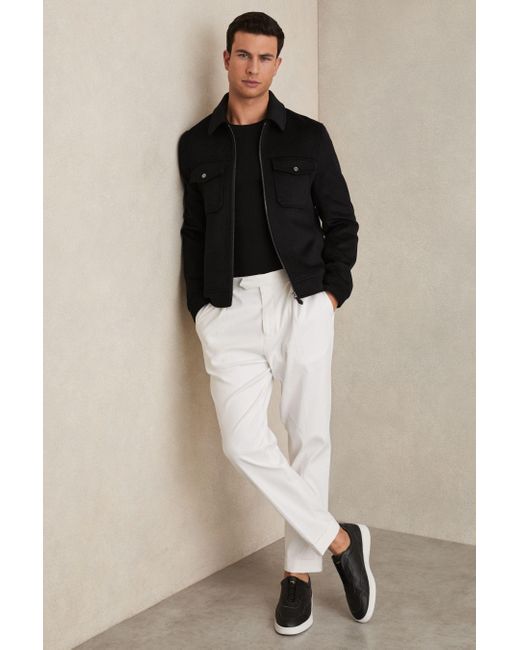 Reiss Zip-Through Trucker Jacket With Wool in Black for Men | Lyst