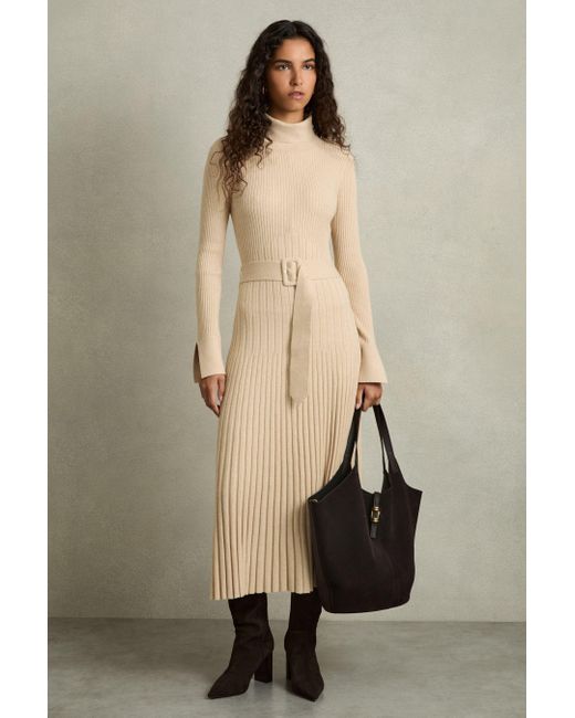 Reiss Lyra - Chocolate Leather And Suede Tote Bag, One in Black | Lyst