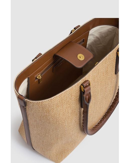 Reiss Noelle - Tan Raffia Braided Strap Tote Bag, One in Natural | Lyst
