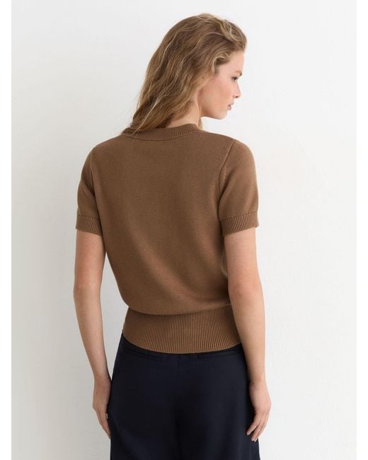 Reiss Cotton And Wool Short-Sleeve Knit Top in Blue | Lyst UK