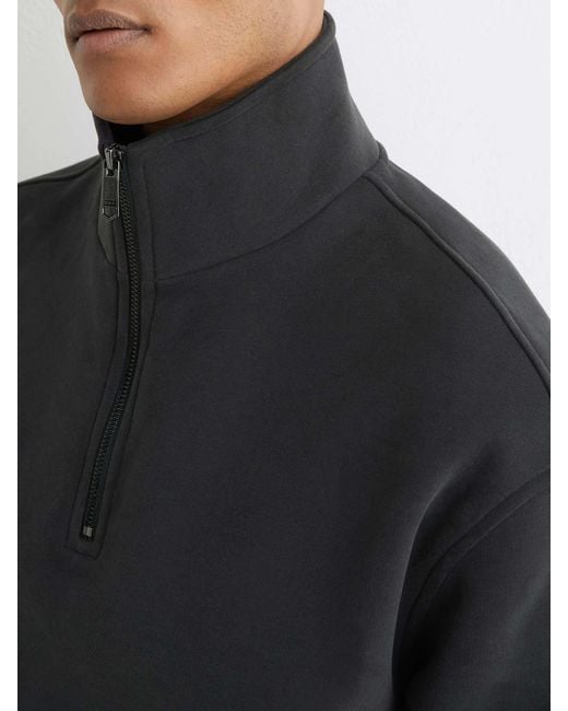Reiss Cotton-Blend Half-Zip Sweatshirt in Black for Men | Lyst UK