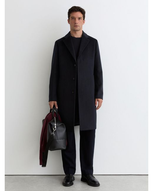 Reiss Empire - Navy Wool-blend Single-breasted Overcoat, L in Black for ...