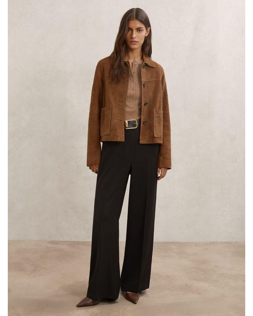 Reiss Suede Patch-Pocket Jacket in Brown | Lyst UK