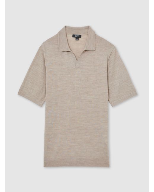 Reiss Merino Wool Open Collar Polo Shirt in Natural for Men | Lyst