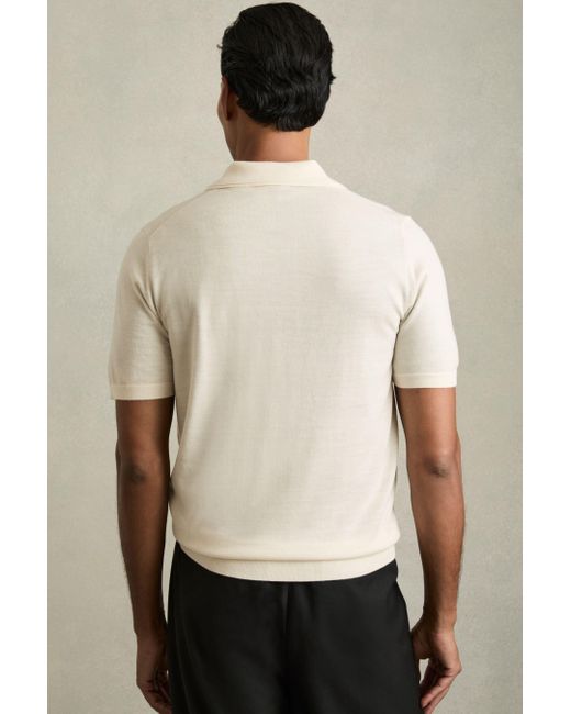 Reiss Duchie - Snow White Merino Wool Open-collar Polo Shirt, M in ...