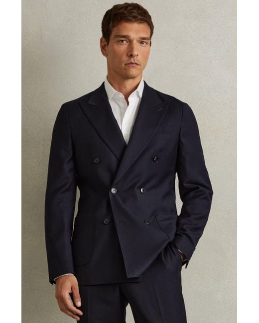 Reiss Db - Navy Combo Wool-blend Double Breasted Suit Jacket in Blue ...