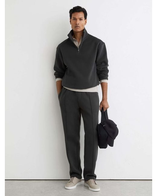 Reiss Cotton-Blend Half-Zip Sweatshirt in Black for Men | Lyst UK