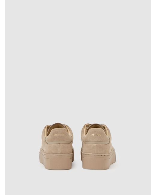 Reiss Francesca Leather Low-Top Trainers in Natural | Lyst UK